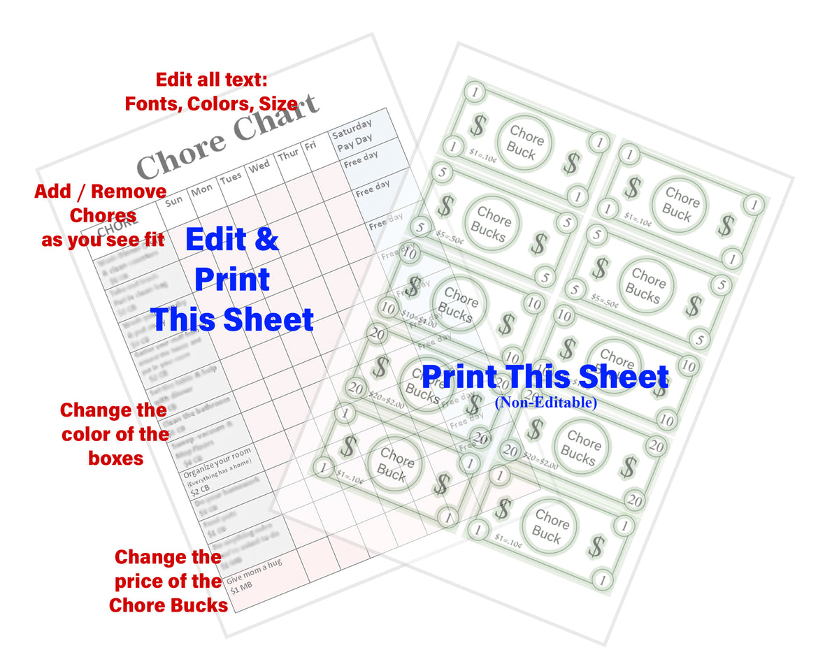 Chore Chart Mini with Chore Bucks for Tweens Teens, Kids Chores - Chor ...