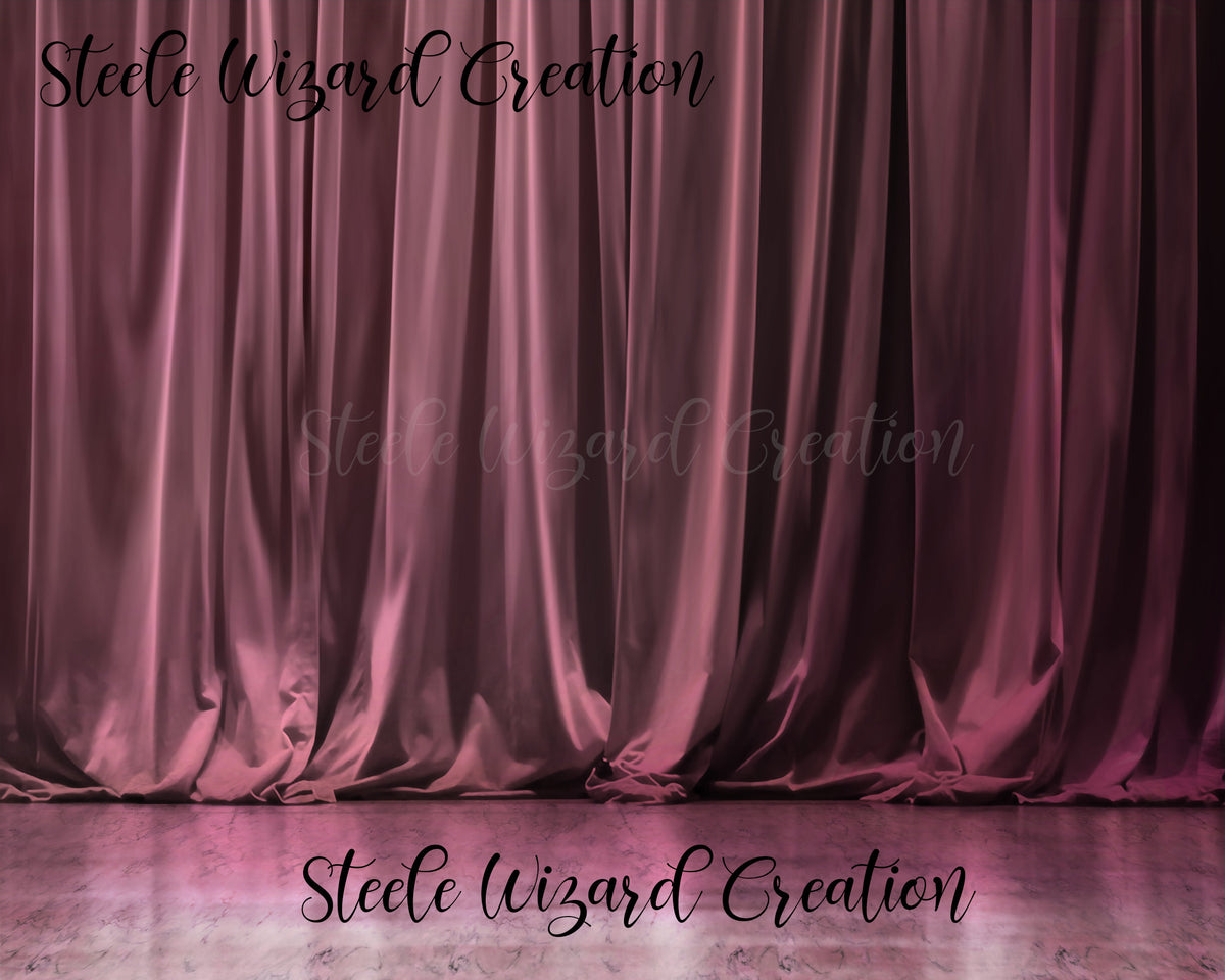Pink Curtain Stage Digital Background – Steele Wizard Creation