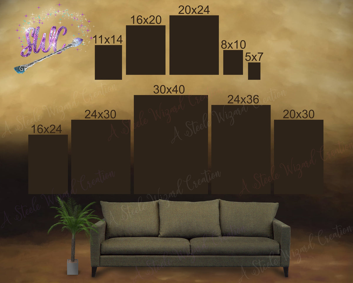 Wall Display Guide, Portrait Mockup, Photography Size Chart in PSD for ...
