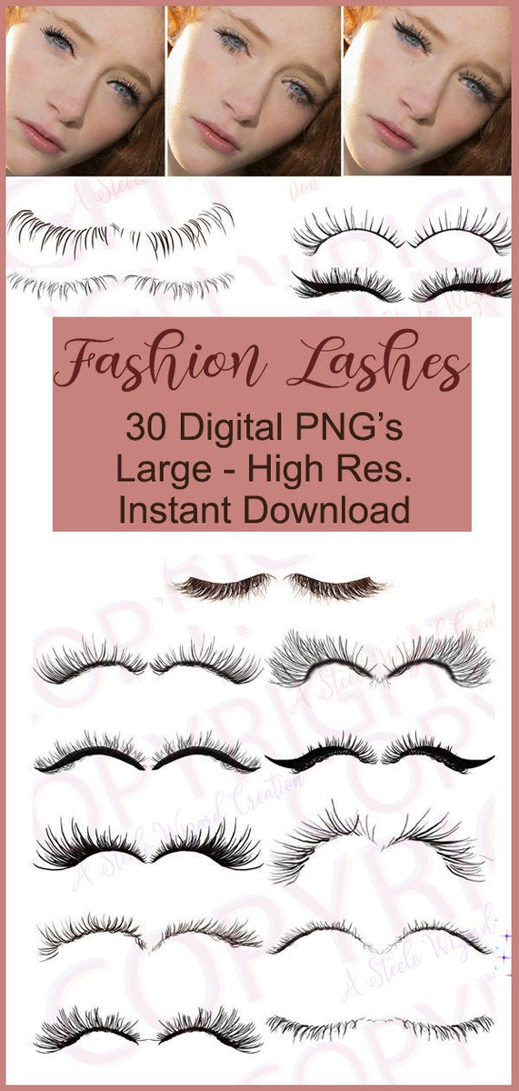 Eyelashes Overlays, Digital False Lashes, Digital Eyelashes – Steele ...